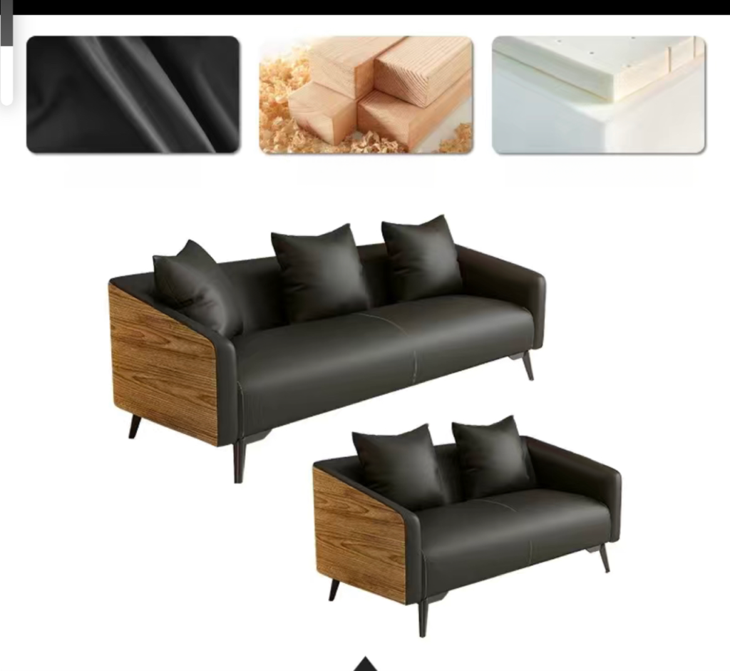 #Modern Black and Wooden Color Sofa Set (2-Seater & 3-Seater) - OPPEIN ...