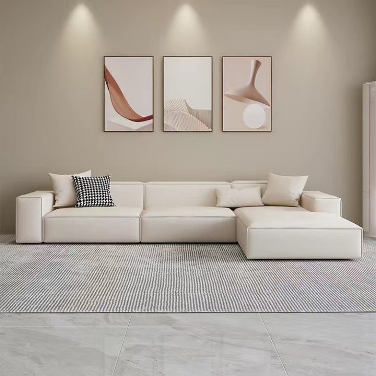 #Modern White L-Shaped Corner Lounge Suite - OPPEIN HOME NZ